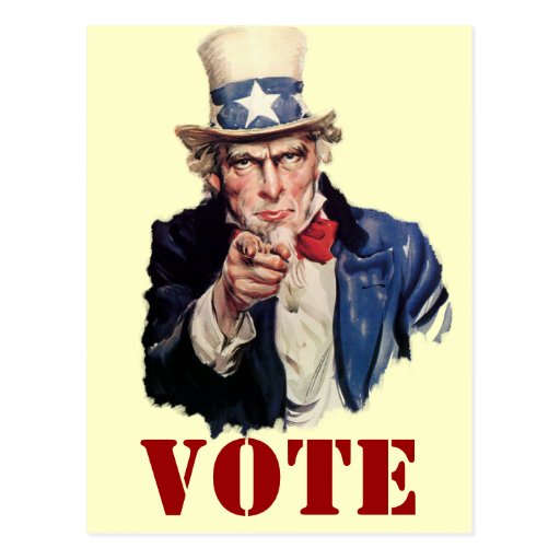 Uncle Sam Patriotic VOTE Designs Postcard | Zazzle