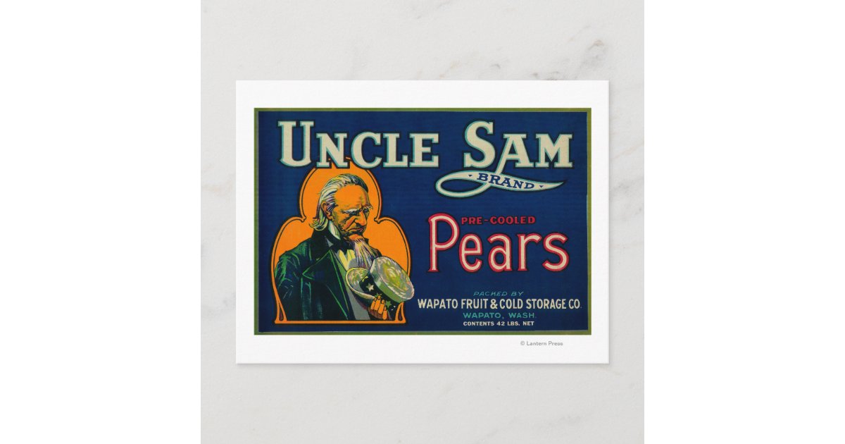 Uncle Sam Pear Crate LabelWapato, WA Postcard | Zazzle