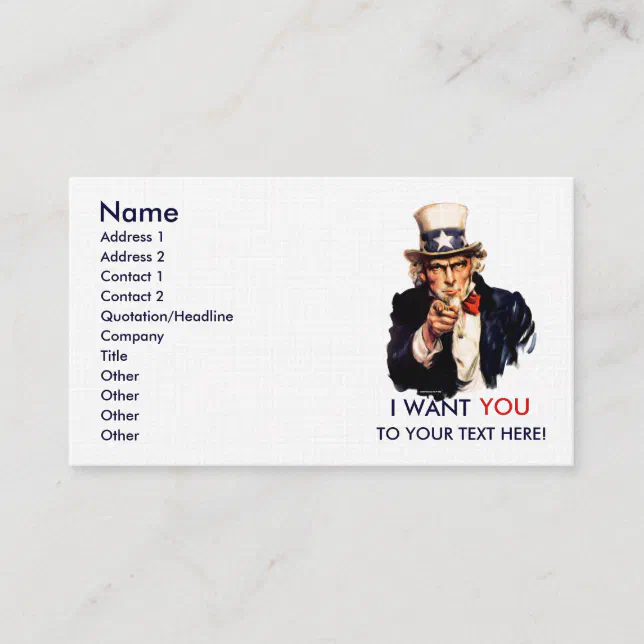 Uncle Sam Personalized Business Cards | Zazzle