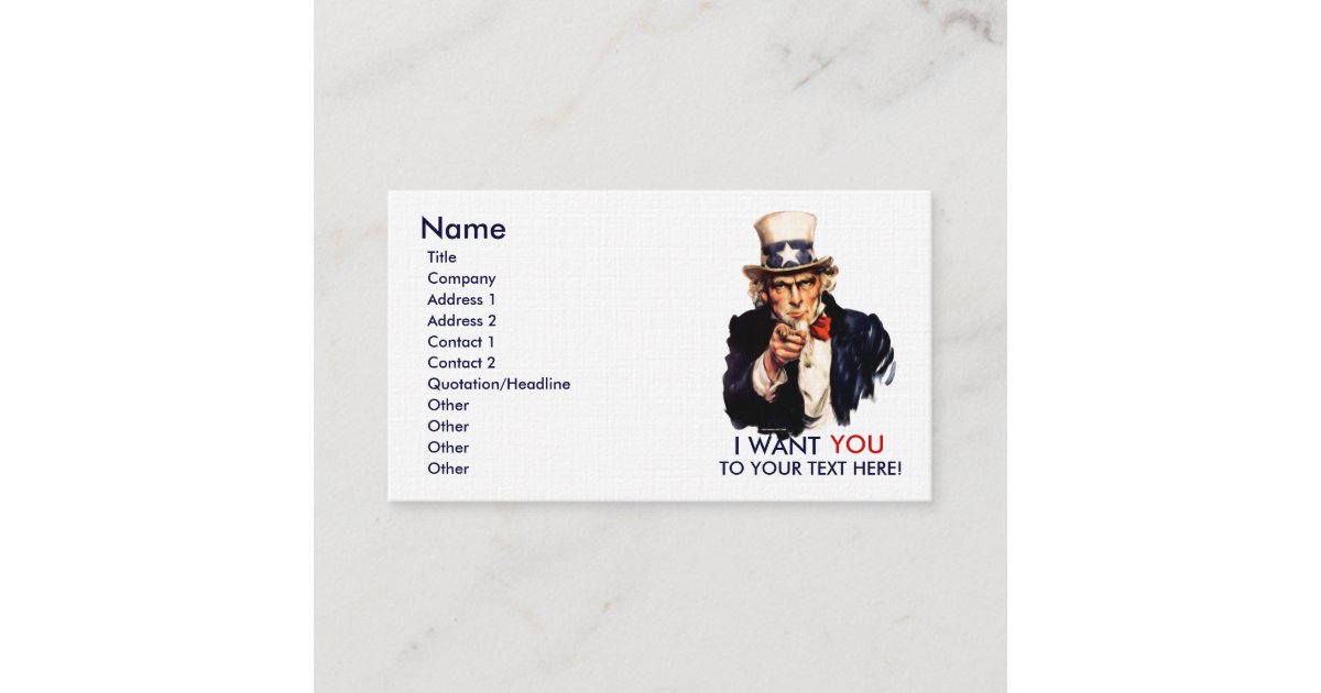 Uncle Sam Personalized Business Cards | Zazzle