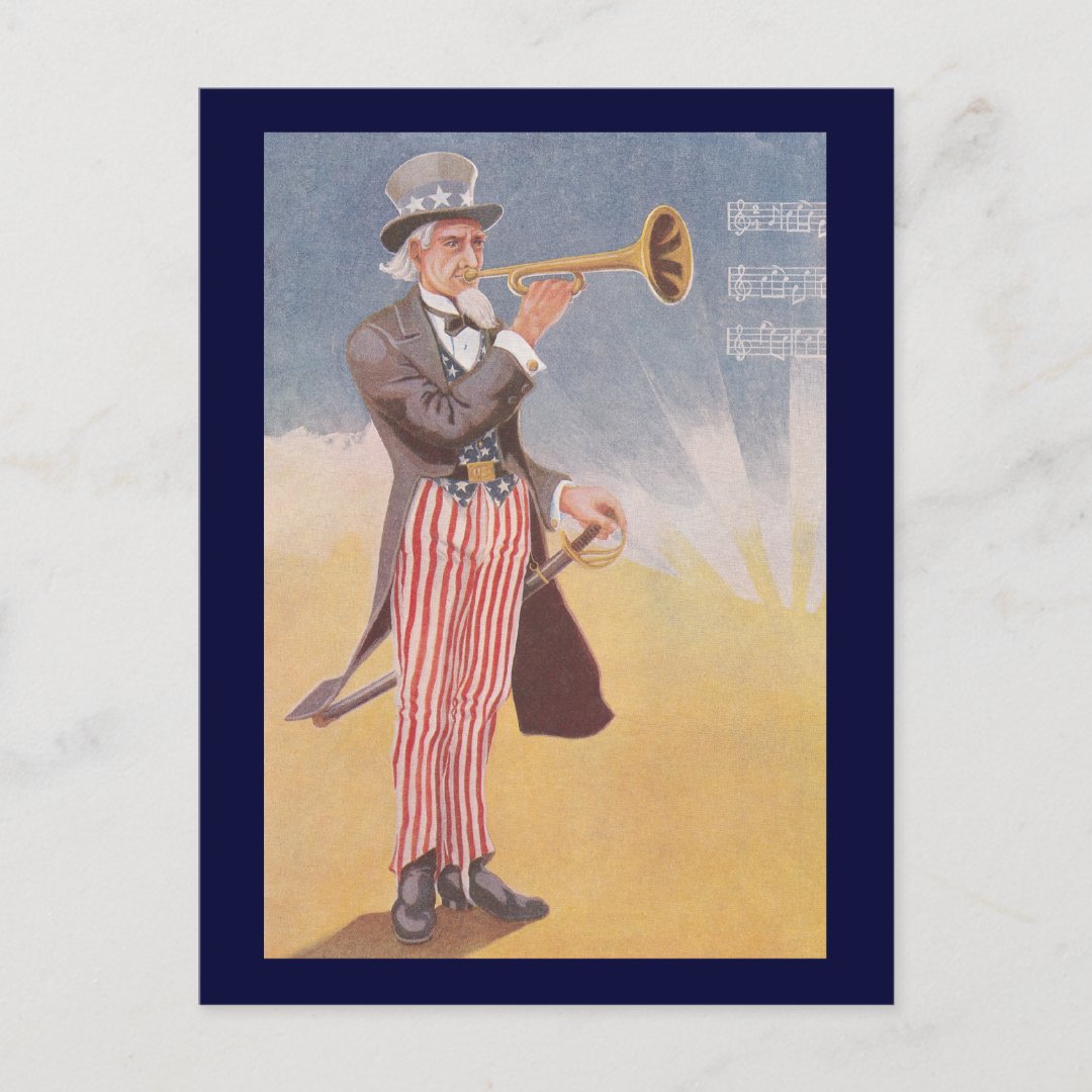 Uncle Sam Playing The Bugle Postcard | Zazzle