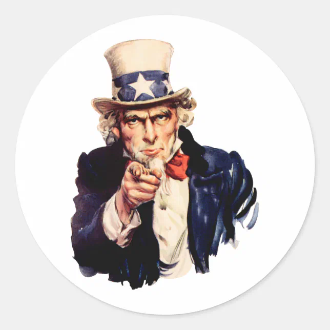 Uncle Sam Pointing His Finger Classic Round Sticker | Zazzle