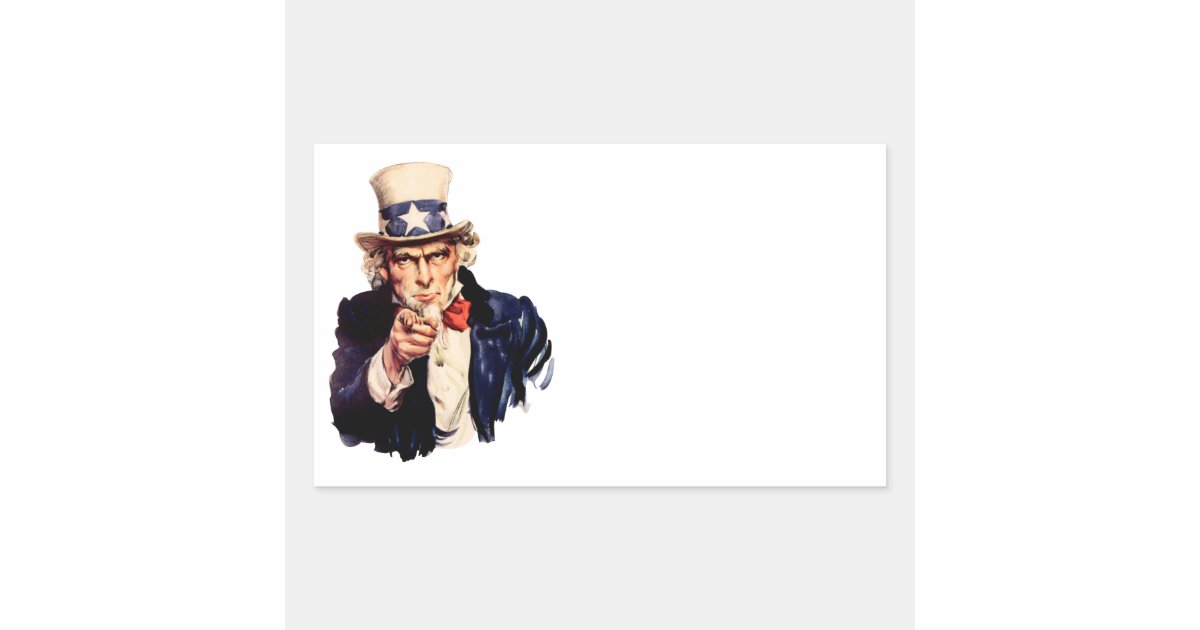 Uncle Sam Pointing His Finger Rectangular Sticker | Zazzle
