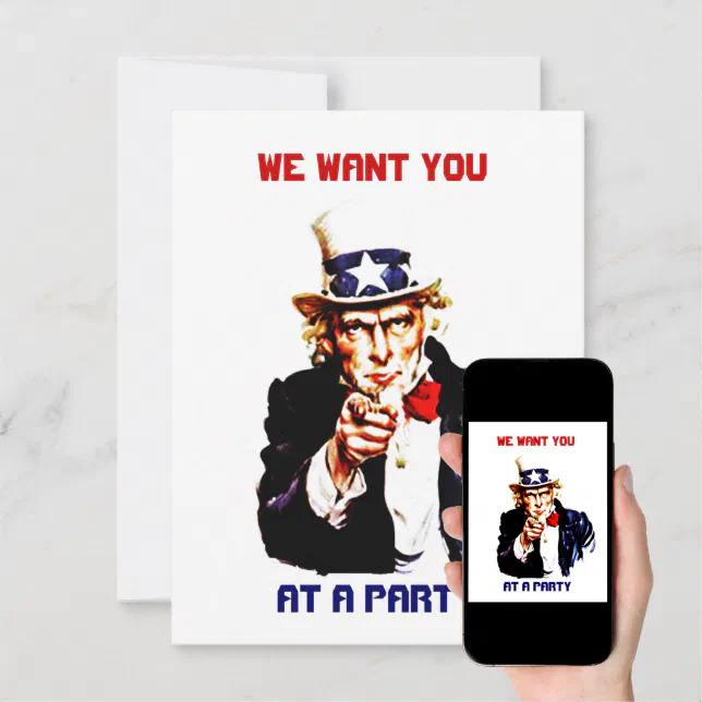 UNCLE SAM POINTING PARTY INVITATION ~EZ2 CUSTOMIZE | Zazzle