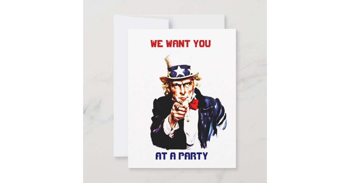 UNCLE SAM POINTING PARTY INVITATION ~EZ2 CUSTOMIZE | Zazzle