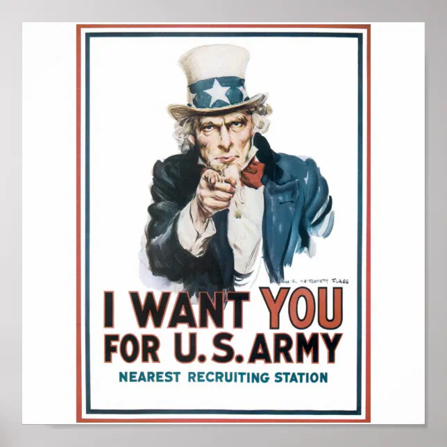 Uncle Sam Poster, America. I want you for the U.S. Poster | Zazzle