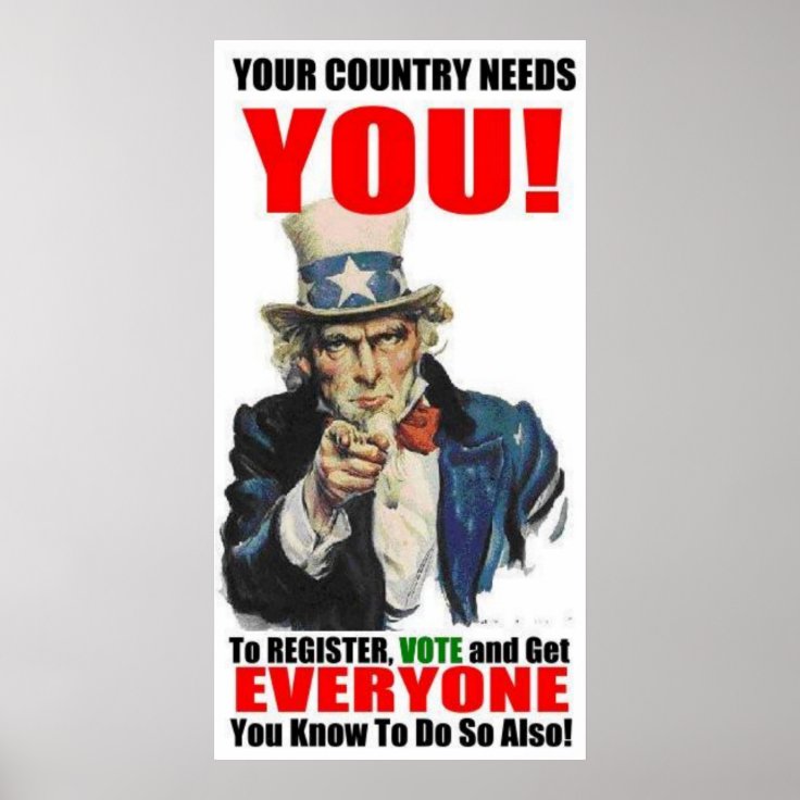 Uncle Sam Register to Vote Poster | Zazzle