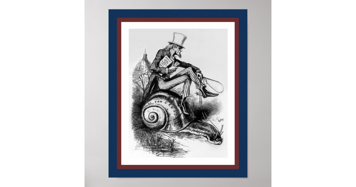 Uncle Sam Riding the Congressional Snail Poster | Zazzle