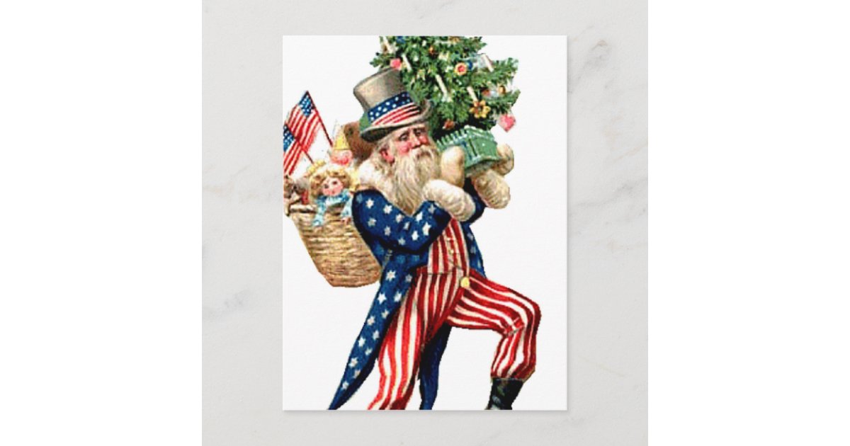 Uncle Sam Santa Claus Christmas Holiday Postcard | Zazzle