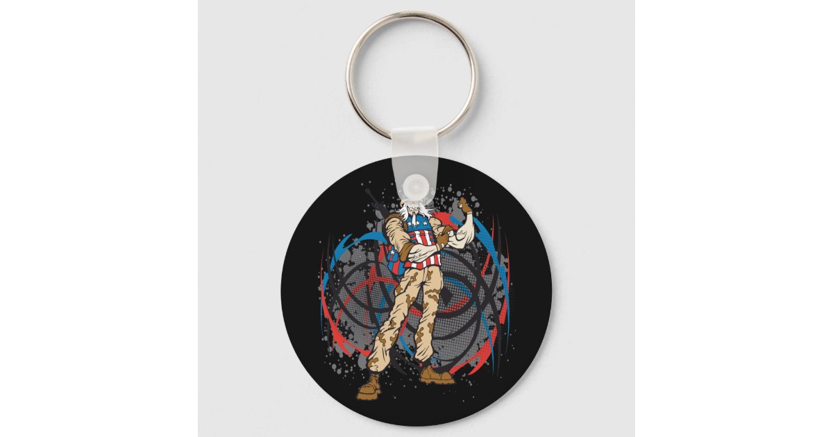 Uncle Sam Tribal Camouflage Hunter Skull Keychain | Zazzle