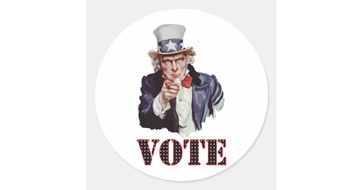 Uncle-Sam---Vote Classic Round Sticker | Zazzle