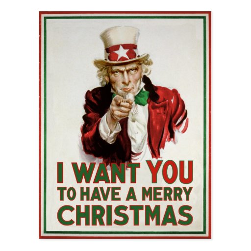 Uncle Sam wants YOU to have a Merry Christmas Postcard | Zazzle