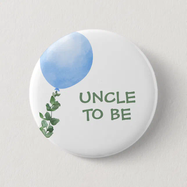 Uncle to be Blue Balloon Baby Shower Button | Zazzle