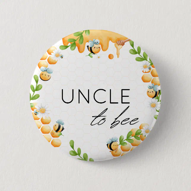 UNCLE to Bee Honey Bumble Bee Baby Shower Button | Zazzle