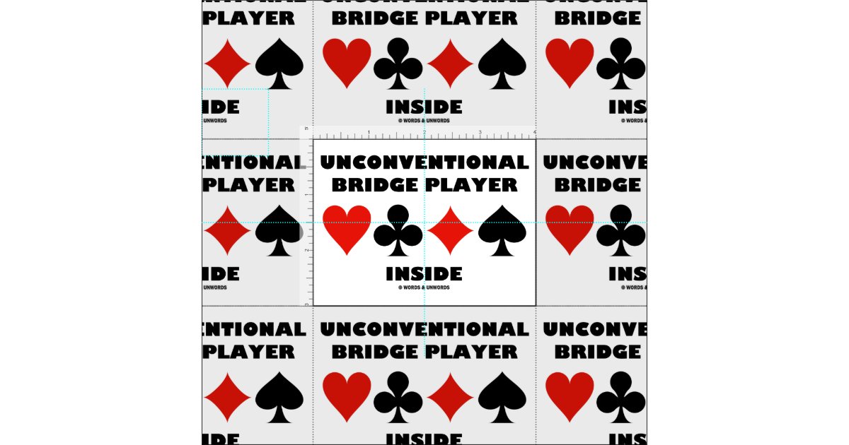 Unconventional Bridge Player Inside Card Suits Fabric | Zazzle