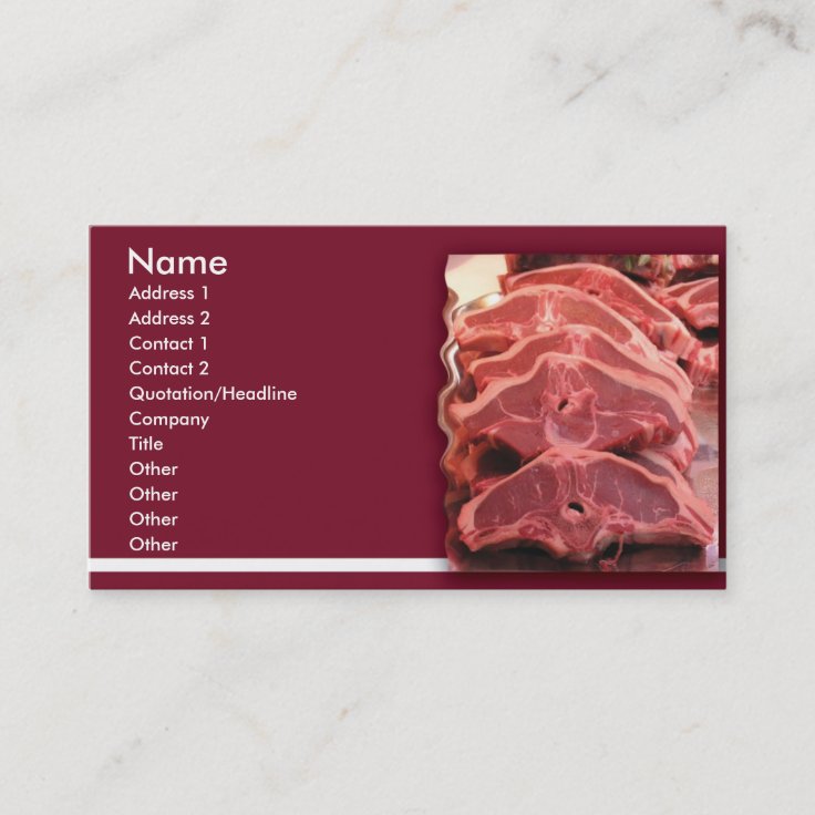 Uncooked Meat Business Card | Zazzle