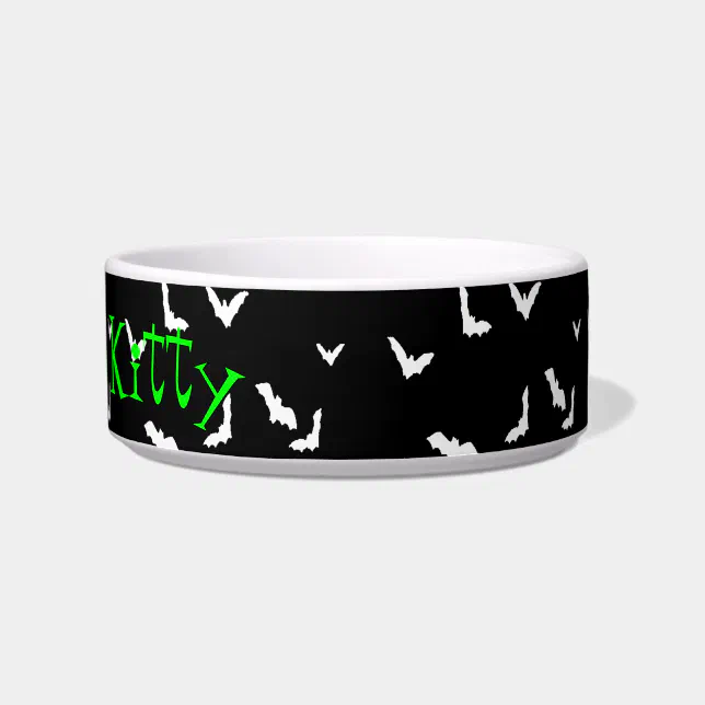 "UNDEAD Kitty" Gothic Bats Spooky Cat Food Bowl | Zazzle