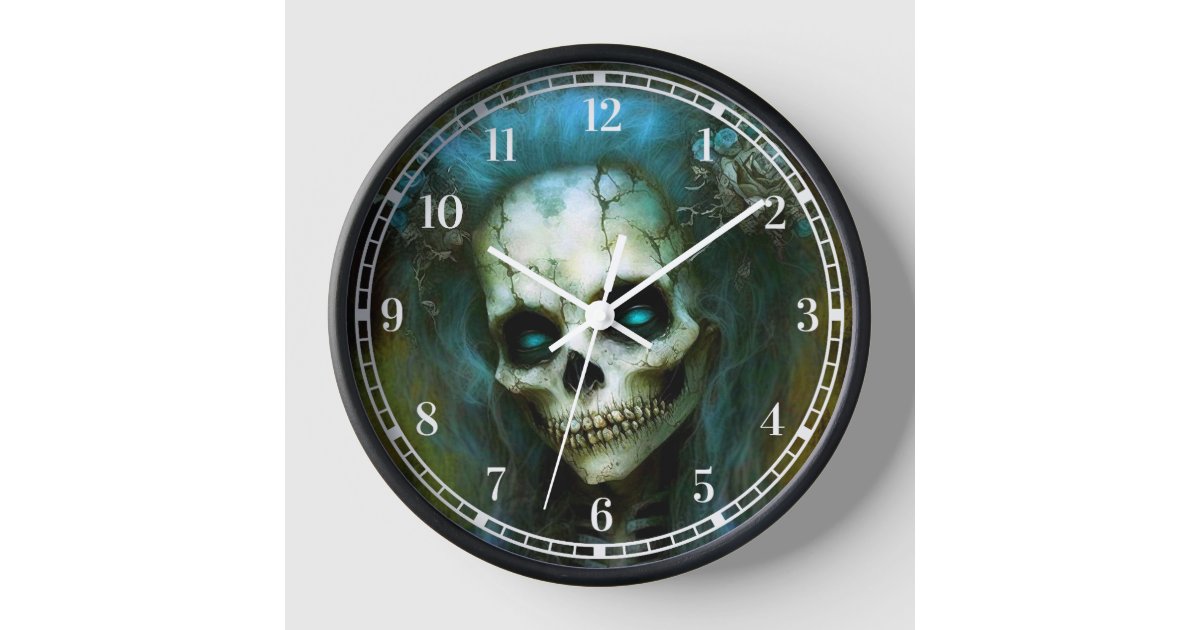 Undead Woman Skeleton Horror Clock | Zazzle