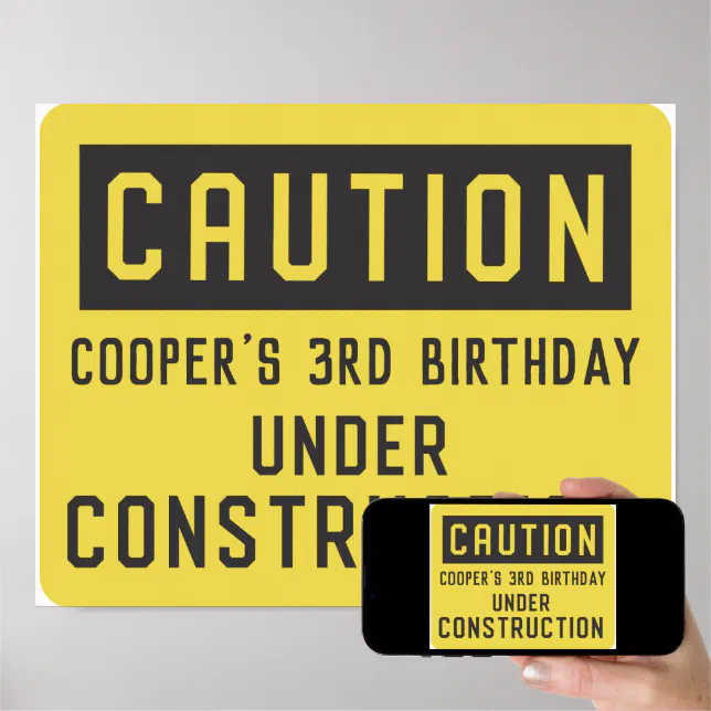 Under Construction Any Age Birthday Party Sign | Zazzle