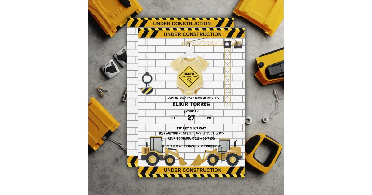Under Construction Baby Clothes Baby Shower Invitation | Zazzle
