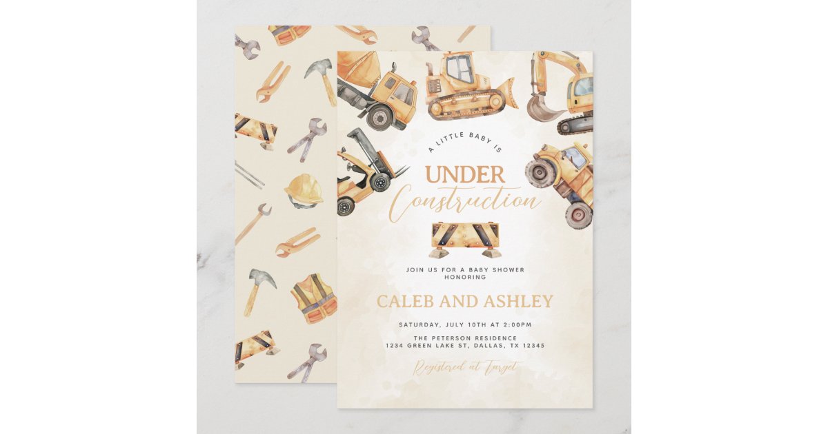 Under Construction Baby Shower Invitation | Zazzle