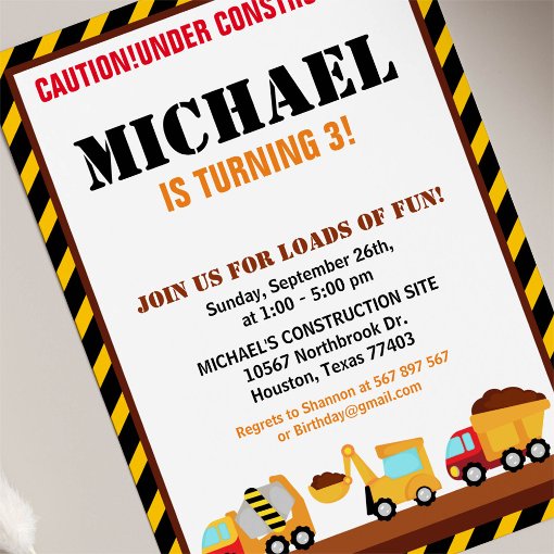 UNDER CONSTRUCTION Birthday Party Invitation | Zazzle