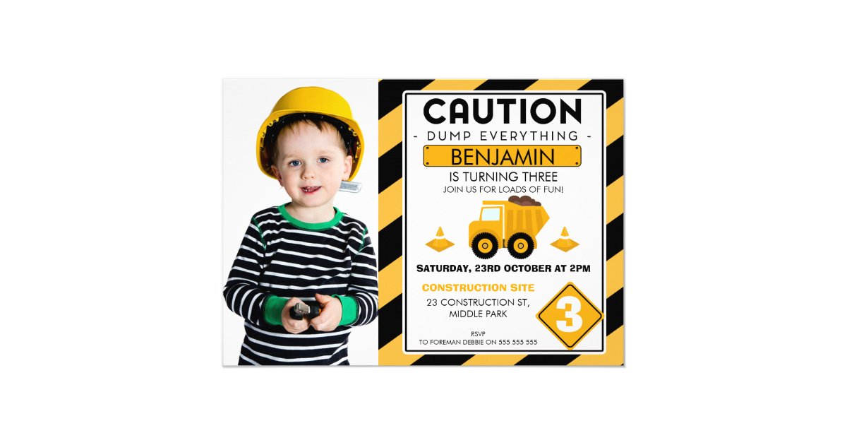 Under Construction Photo Birthday Invitation | Zazzle.com