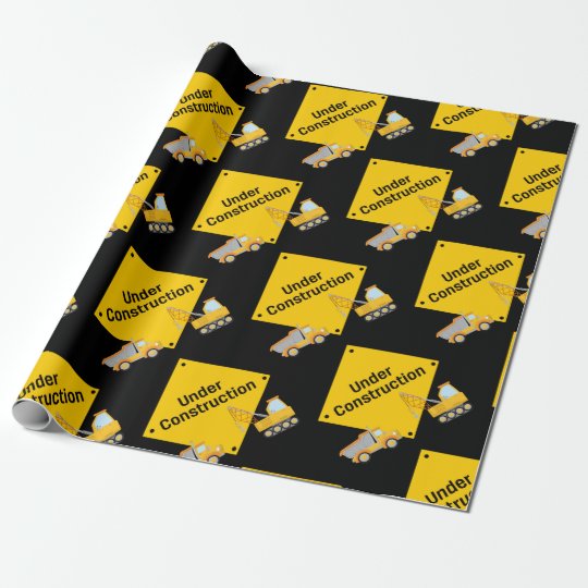 Under Construction with Trucks Wrapping Paper | Zazzle.com