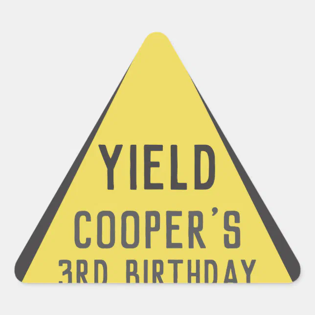 Under Construction Yield Sign Any Age Birthday Triangle Sticker | Zazzle