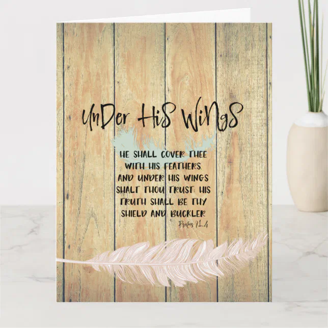 Under His Wings Quote With Psalms Verse Card | Zazzle