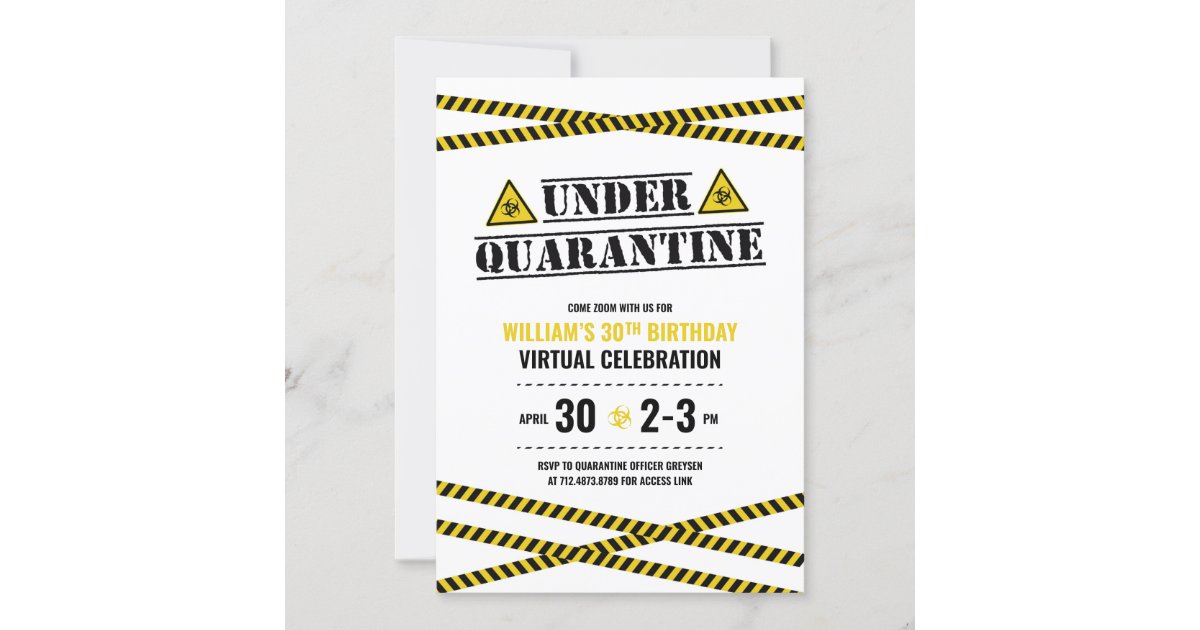 Under Quarantine Virtual Birthday Party Invitation | Zazzle