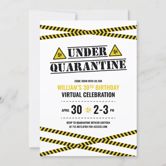 Under Quarantine Virtual Birthday Party Invitation | Zazzle