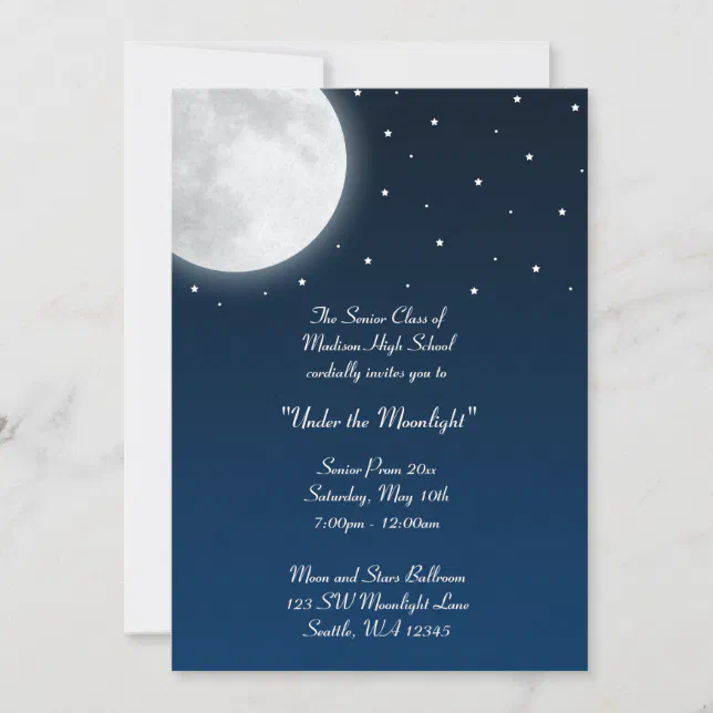 Under the Moonlight Party Dance Prom Formal Invitation | Zazzle