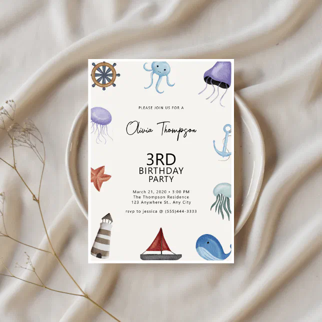 Under the Sea 3rd Birthday Party Invitation | Zazzle