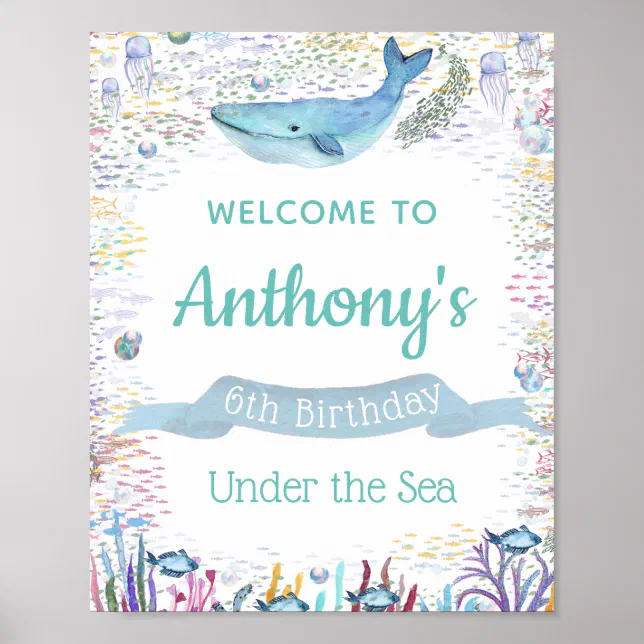 Under The Sea Any Age Birthday Welcome Sign | Zazzle