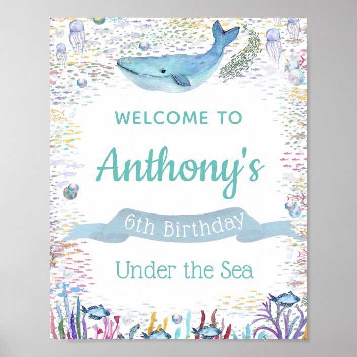Under The Sea Any Age Birthday Welcome Sign | Zazzle.com