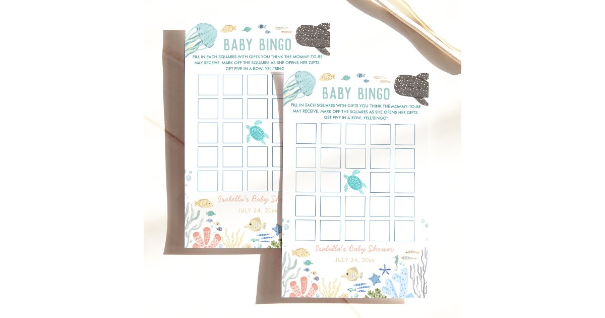 Under The Sea Baby Shower Baby Bingo | Zazzle