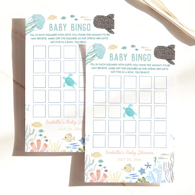 Under The Sea Baby Shower Baby Bingo | Zazzle