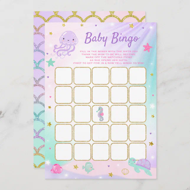 Under The Sea Baby Shower Bingo Card Game | Zazzle