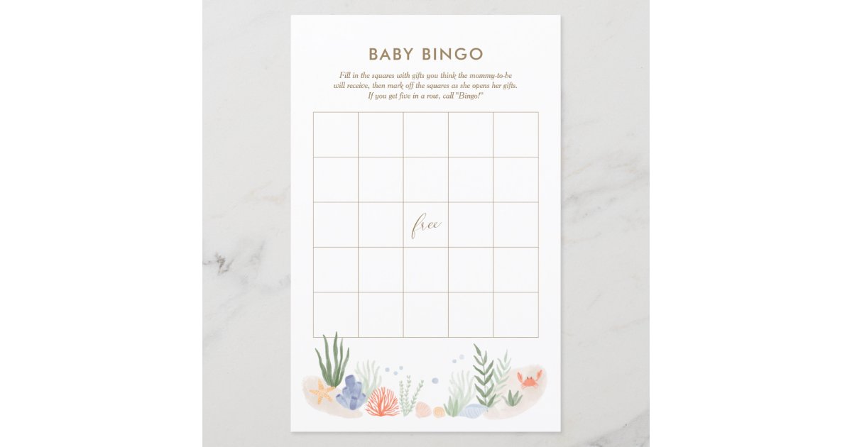 Under the Sea Baby Shower Bingo Game | Zazzle