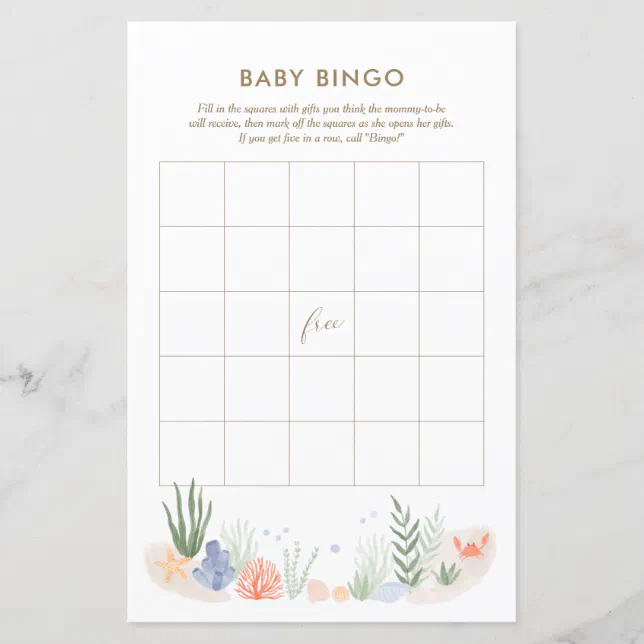 Under the Sea Baby Shower Bingo Game | Zazzle