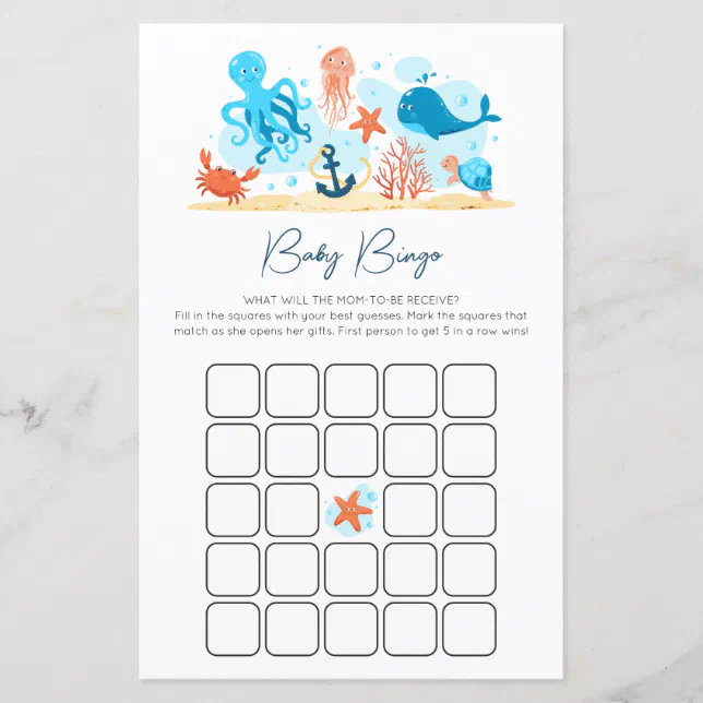 Under the Sea Baby shower bingo game | Zazzle