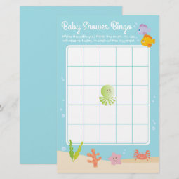 Under the Sea Baby Shower Bingo Game blue & green | Zazzle
