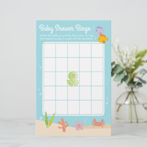 Under the Sea Baby Shower Bingo Game blue & green | Zazzle