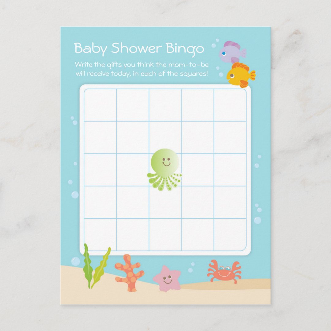 Under the Sea Baby Shower Bingo Game Card | Zazzle