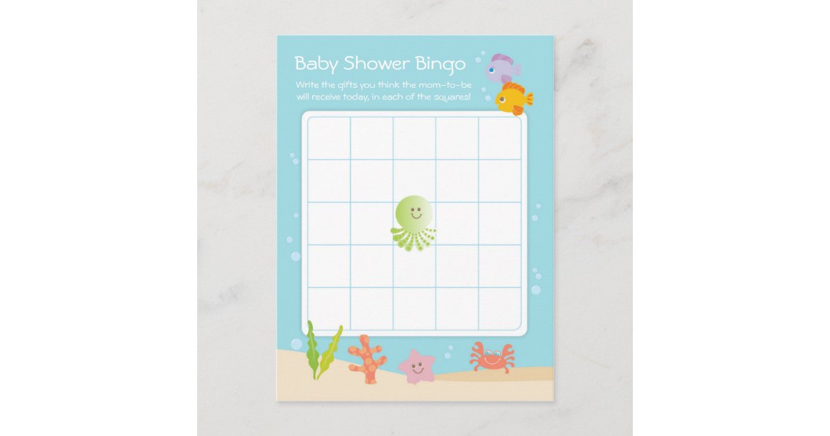 Under the Sea Baby Shower Bingo Game Card | Zazzle