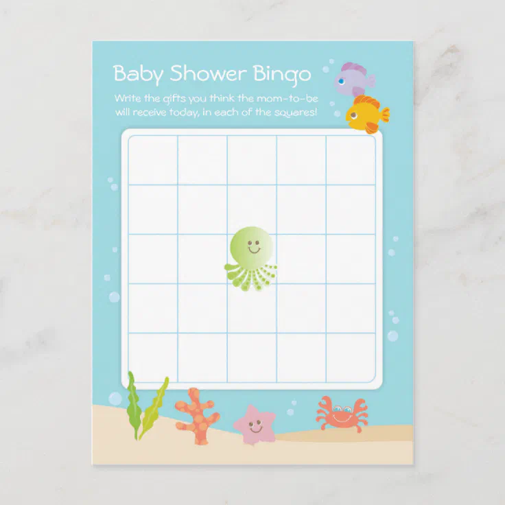 Under the Sea Baby Shower Bingo Game Card | Zazzle