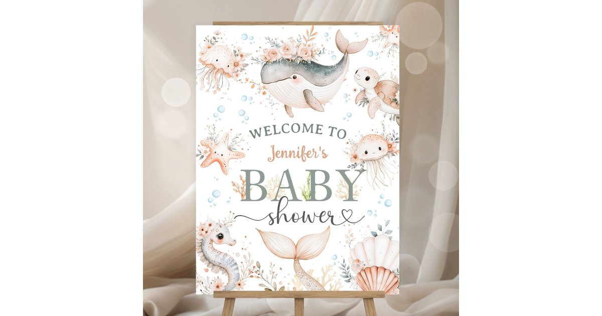 Under The Sea Baby Shower Boho Ocean Welcome Sign | Zazzle