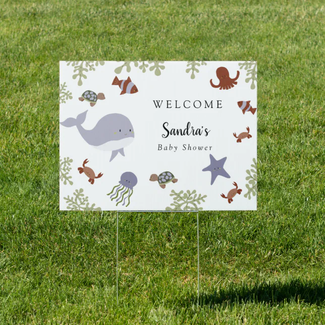 Under the Sea Baby Shower Cute Welcome Sign | Zazzle