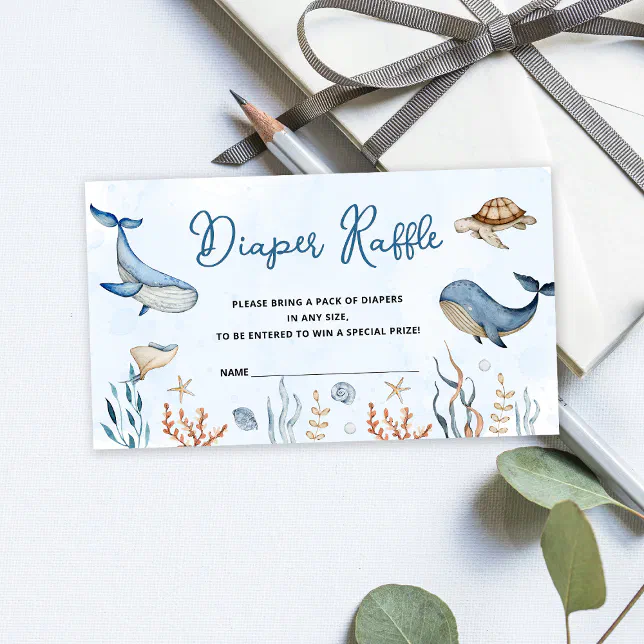 Under the sea Baby Shower Diaper Raffle Enclosure Card | Zazzle